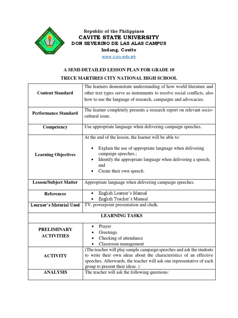 Campaign Speech Lesson Plan | Lesson Plan | Teachers