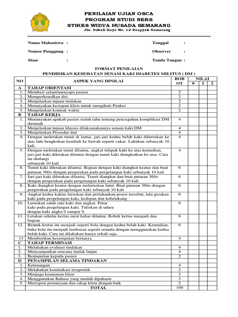 Tool Osca Komunitas Senam Kaki DM | PDF