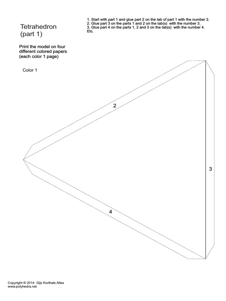 Tetrahedron (Part 1) : Print The Model On Four Different Colored Papers ...
