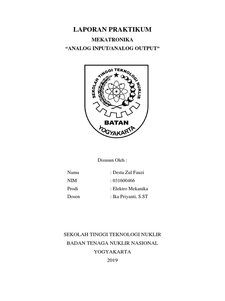Laporan Mekatron Analog Input Dan Output | PDF | Metode & Bahan Ajar | Komputer