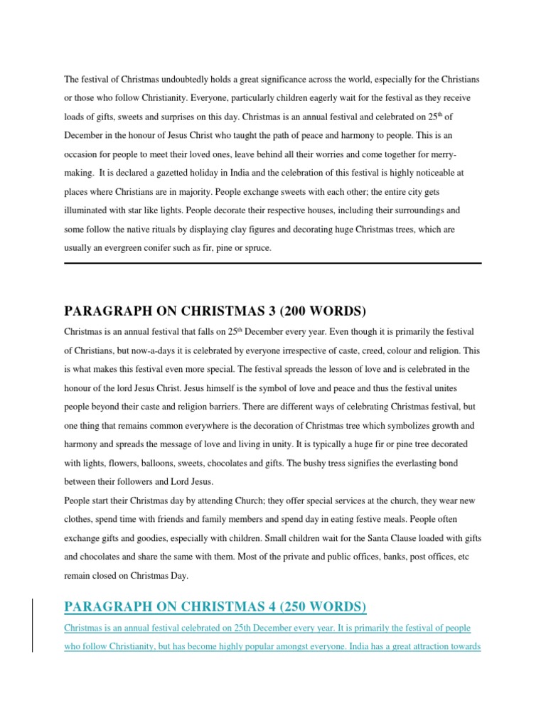 Paragraph On Christmas 4 (250 Words) | PDF | Christmas Tree | Christmas