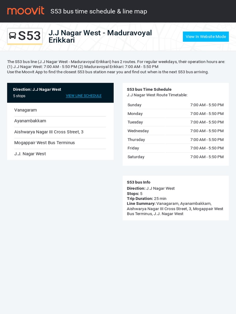 J.J Nagar West - Maduravoyal Erikkari: S53 Bus Time Schedule & Line Map ...