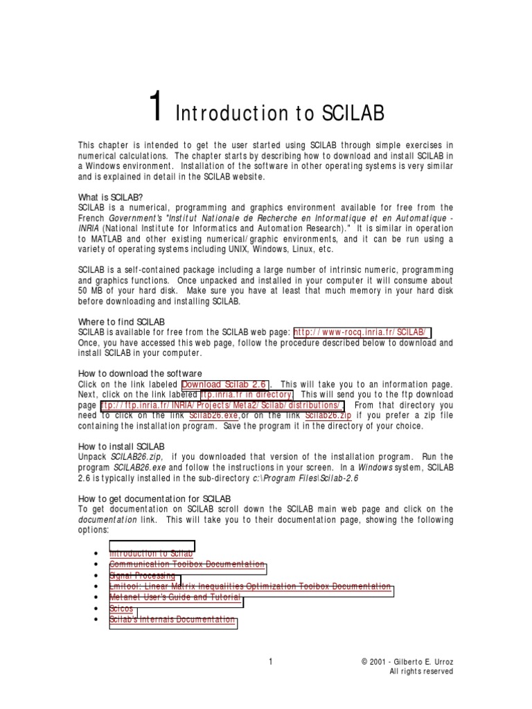 Introduction To SCILAB | PDF | Text File | Computer File