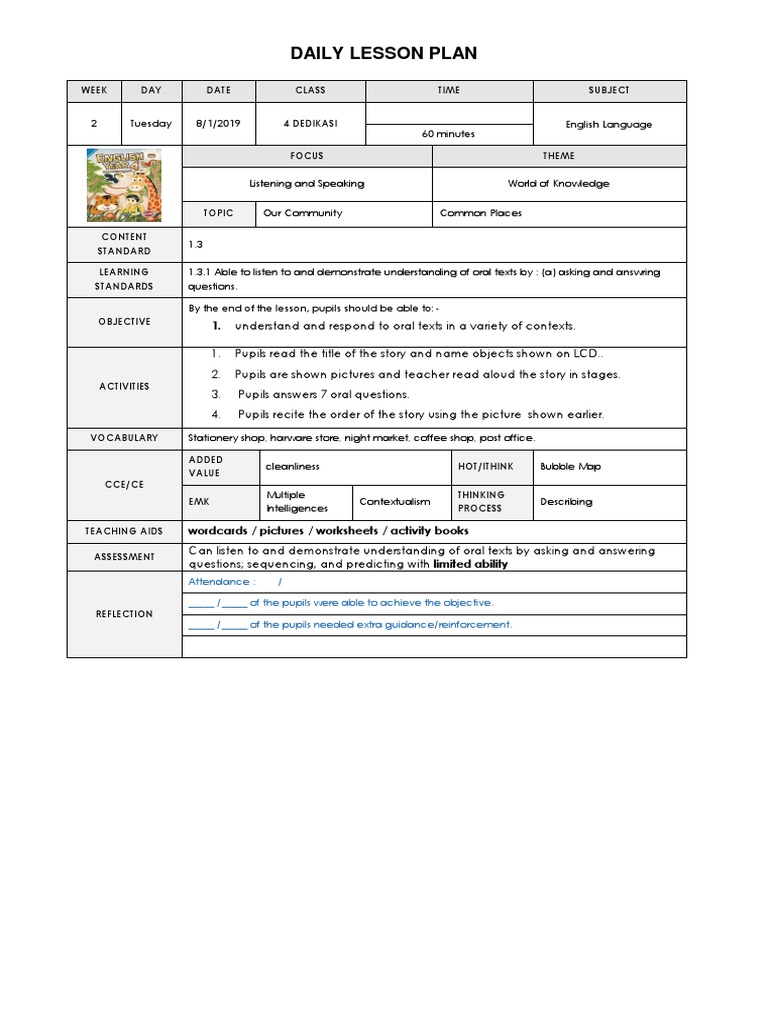 English Lesson Plan for Primary 4 | PDF | Lesson Plan | Vocabulary