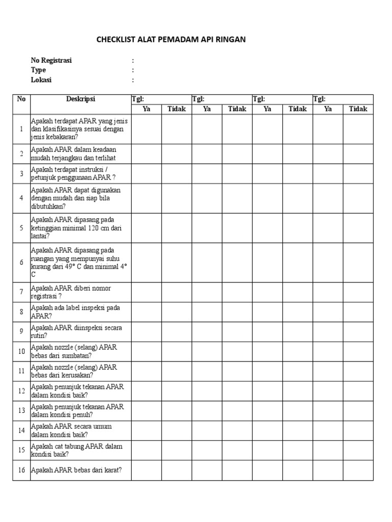 Checklist Lift | PDF