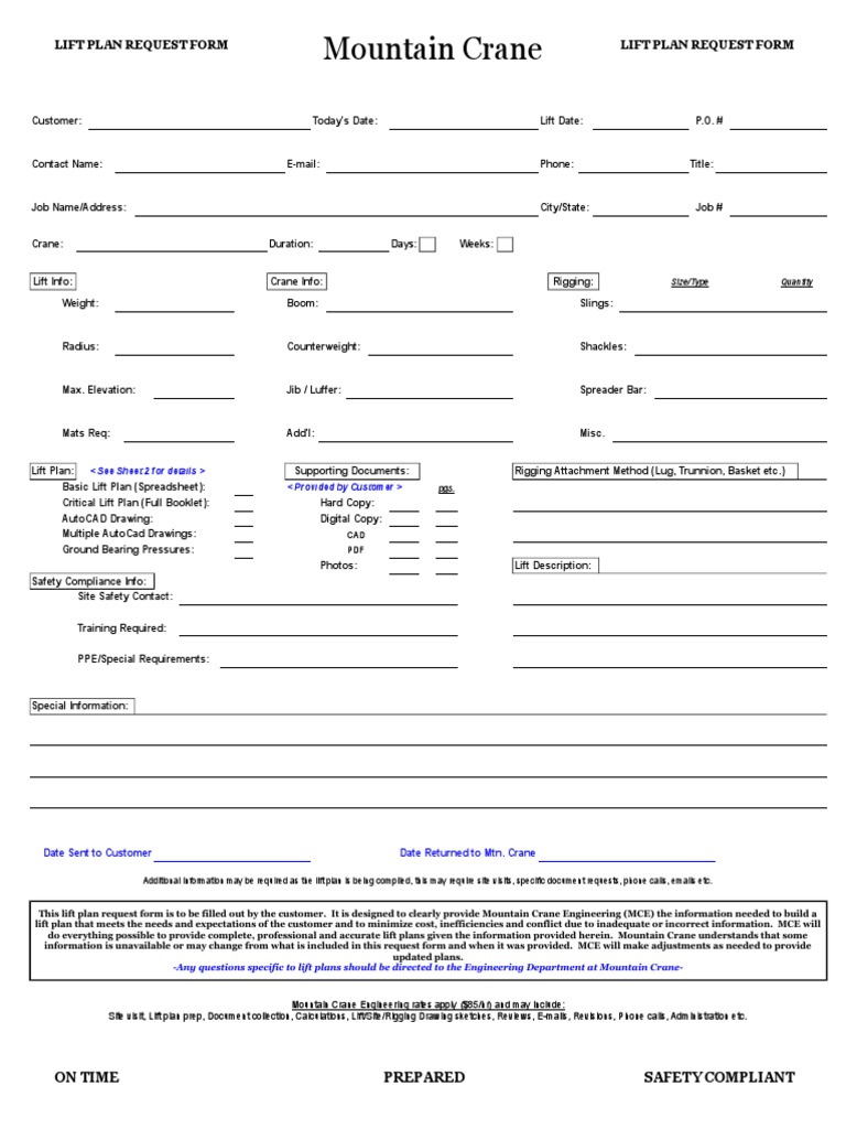 Lift Plan Request Form | PDF | Crane (Machine) | Business