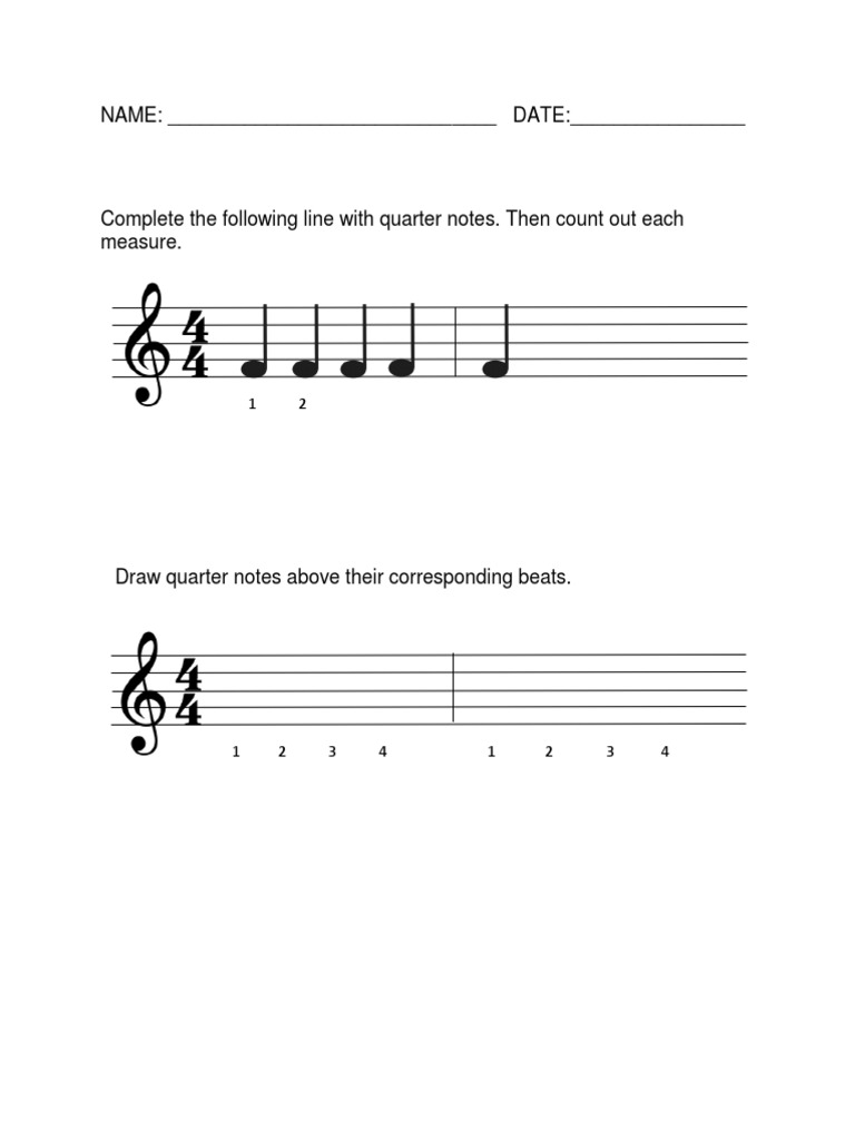 Quarter Note Counting Worksheet | PDF | Computers | Technology ...