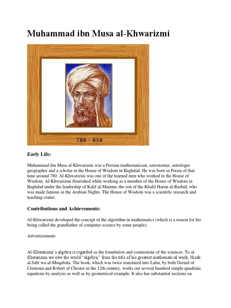 Muhammad Ibn Musa Al Khwarizmi