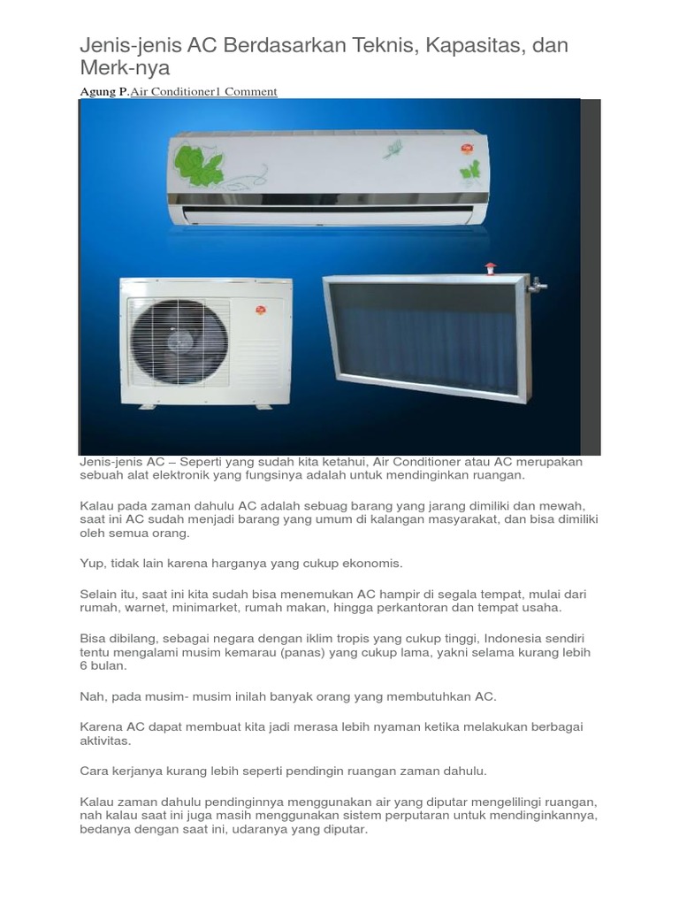 Jenis-Jenis Ac (Air Conditioning) | PDF