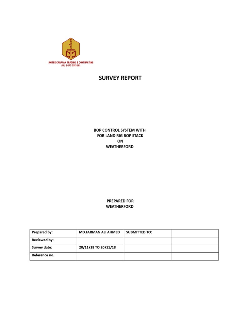 Survey Report: Bop Control System With For Land Rig Bop Stack ON ...