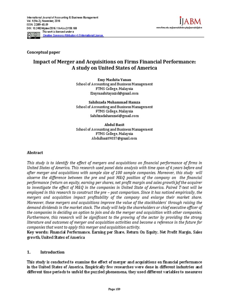 Impact of Merger and Acquisition | PDF | Mergers And Acquisitions ...