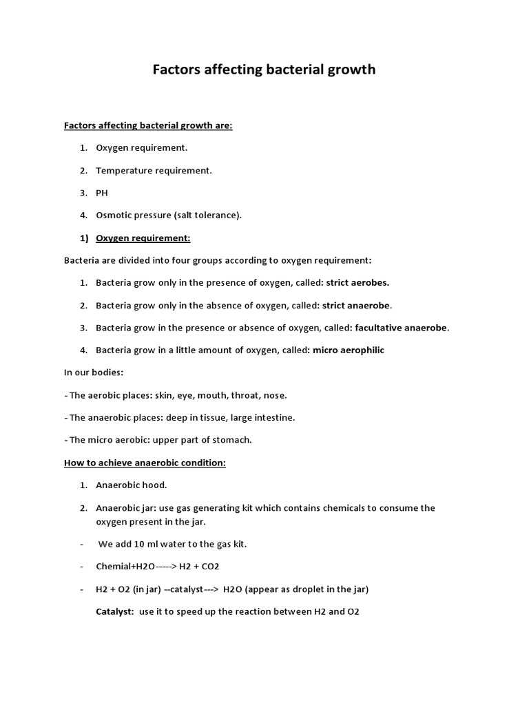 7 Factors Affecting Bacterial Growth | PDF