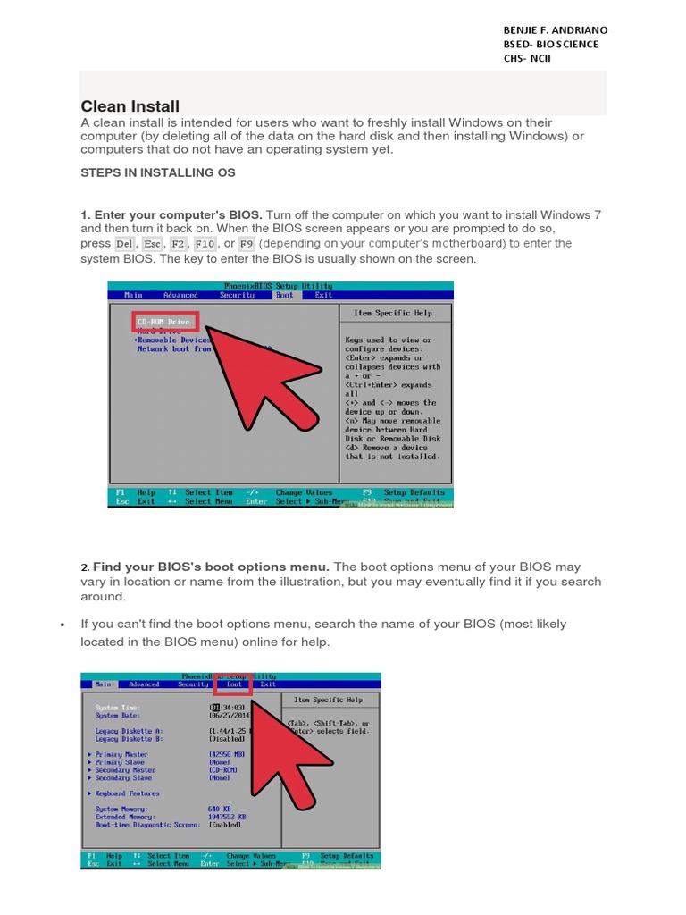 Clean Install of OS Procedures | PDF | Bios | Booting