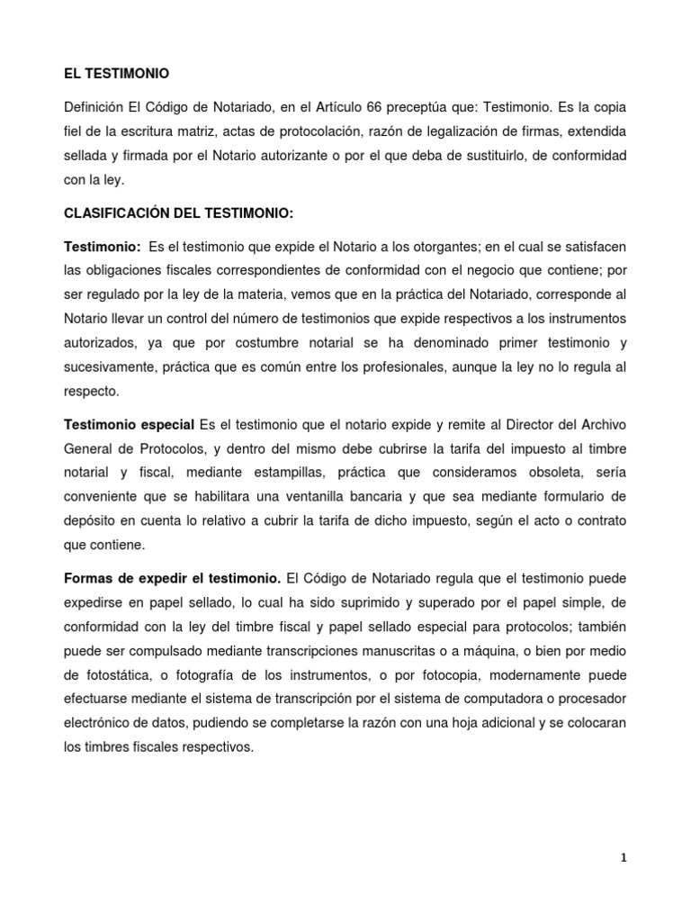 Tipos y Requisitos del Testimonio Notarial | PDF | Gobierno ...