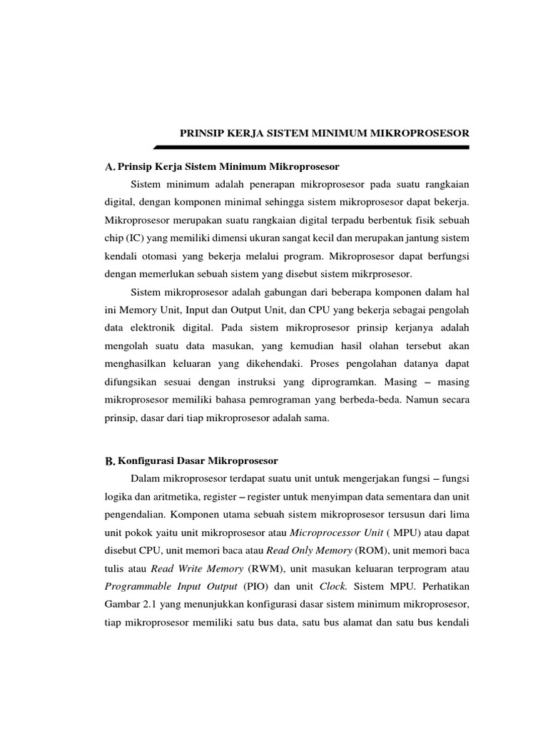 Prinsip Kerja Sistem Minimum Mikroprosesor | PDF