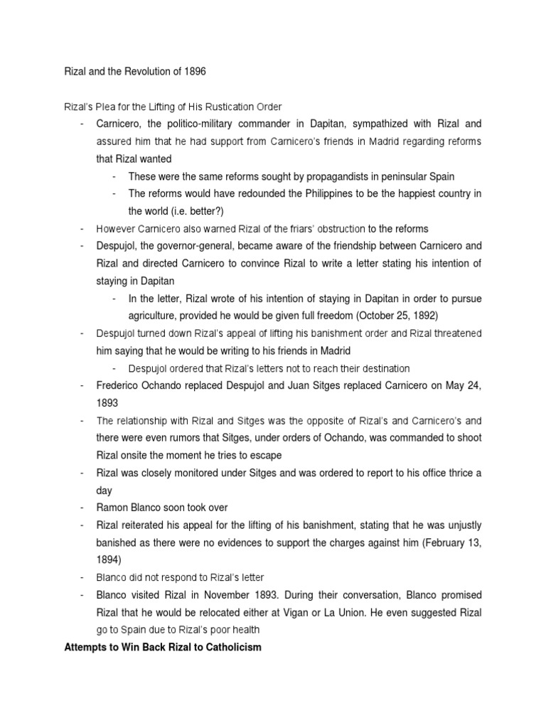 Rizal and The Revolution of 1896 | PDF | Philippines | Unrest