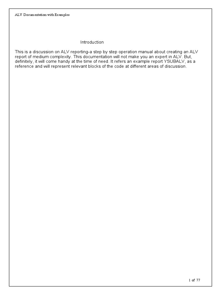 ALV Documentation With Examples | PDF | Parameter (Computer Programming) | Subroutine