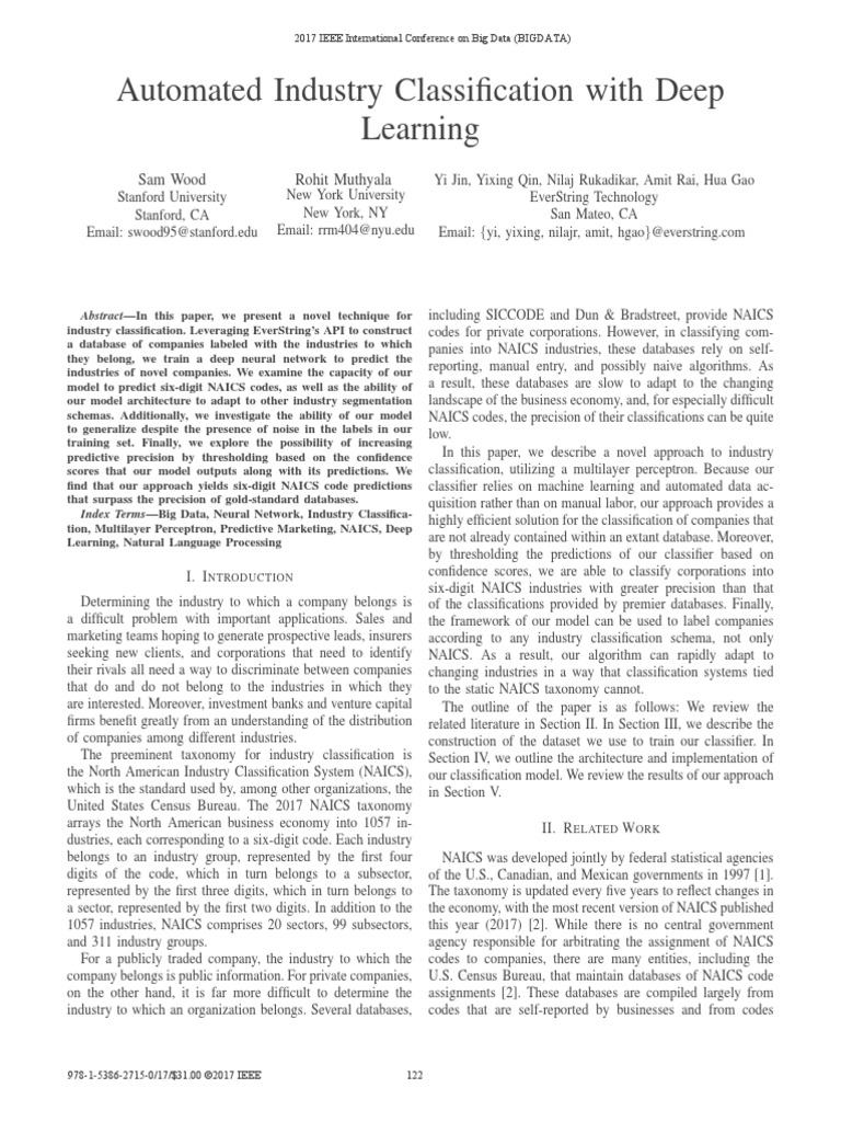 Wood 2017 | PDF | Statistical Classification | Deep Learning