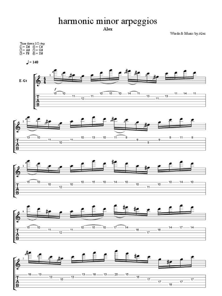 Harmonic Minor Arpeggios | PDF | Music Theory | Elements Of Music