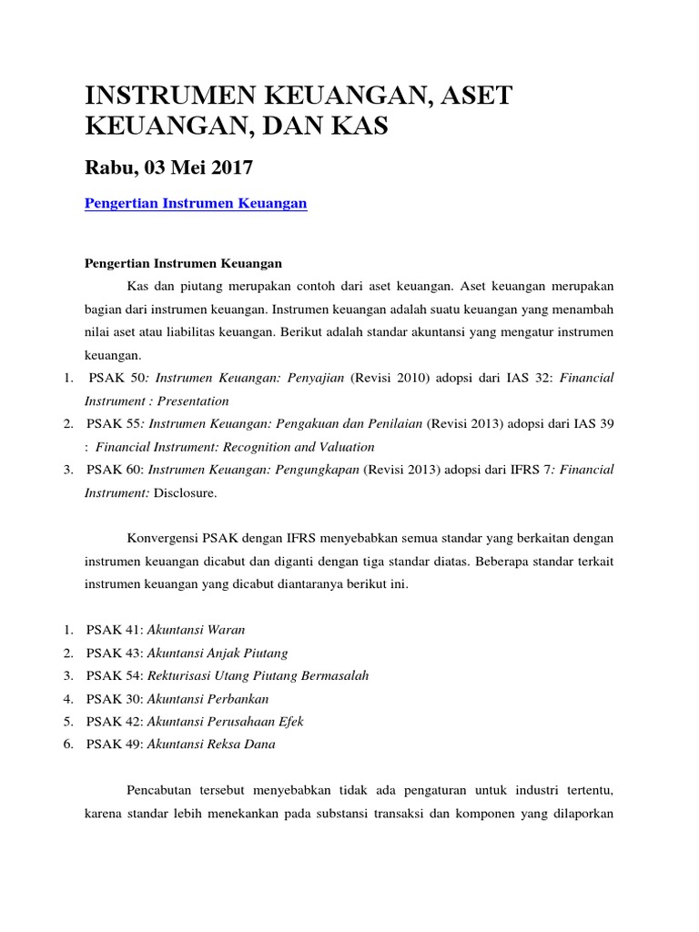 Klasifikasi dan Pengaturan Instrumen Keuangan | PDF | Hukum