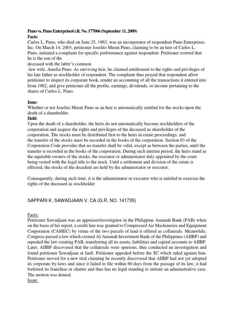 Corpo Case Digests | Download Free PDF | Piercing The Corporate Veil | Corporations