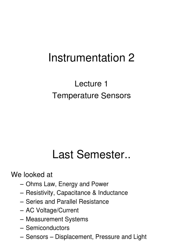 Lecture 1 Temperature Sensors | PDF | Electrical Resistance And Conductance | Thermocouple
