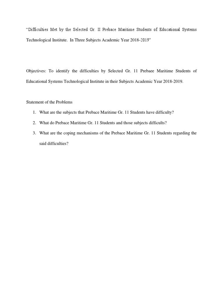 ESTI-Pre-Bacc Maritime Grade 11 Students | PDF | Survey Methodology ...
