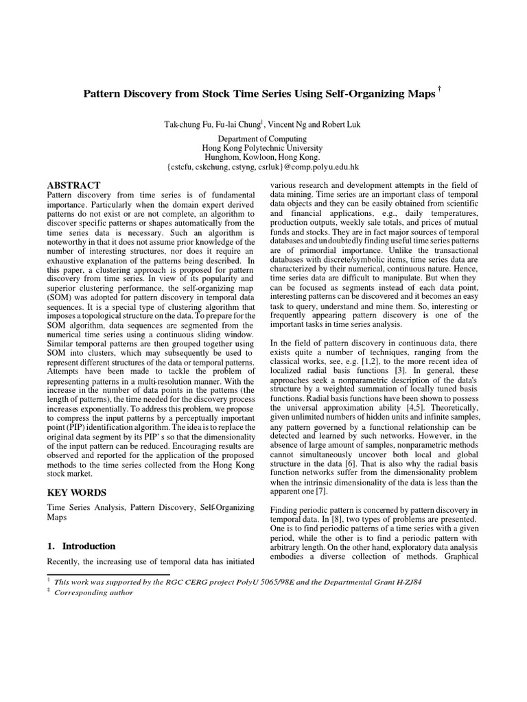 Pattern Discovery From Stock Time Series Using Self-Organizing Maps PDF | PDF | Cluster Analysis ...