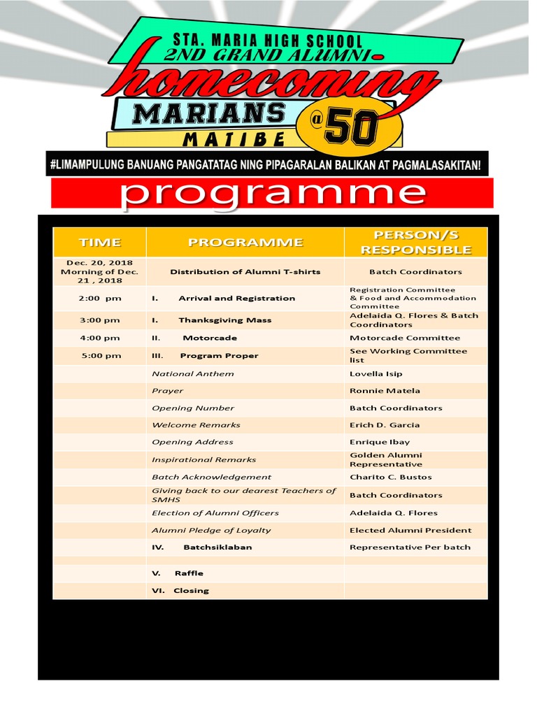 Programme: Time Programme Person/S Responsible | PDF