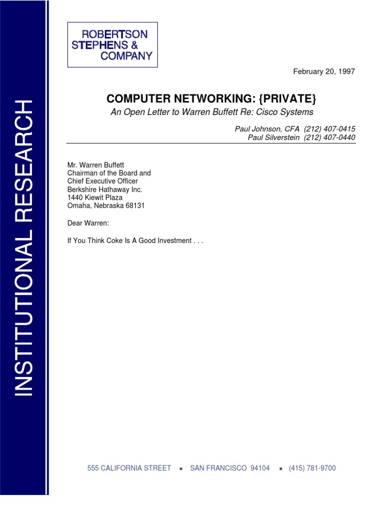 Letter To Buffett | PDF