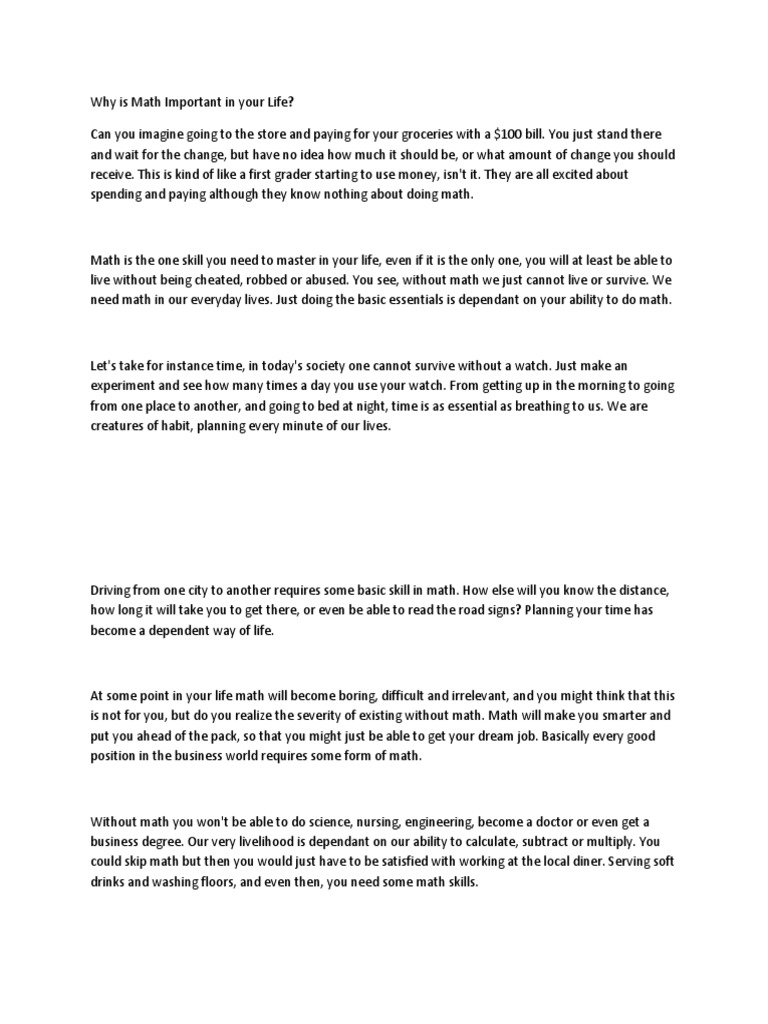 Why Is Math Important in Your Life | PDF | Teaching Mathematics | Reason