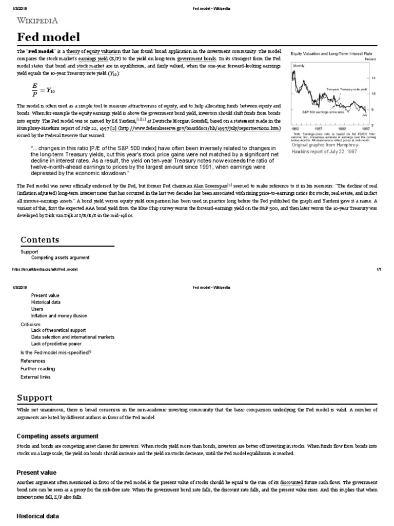 Fed Model | PDF | Financial Economics | Financial Markets