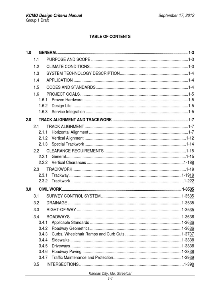 KCMO Design Criteria Manual September: Kansas City, Mo. Streetcar 1-1 ...