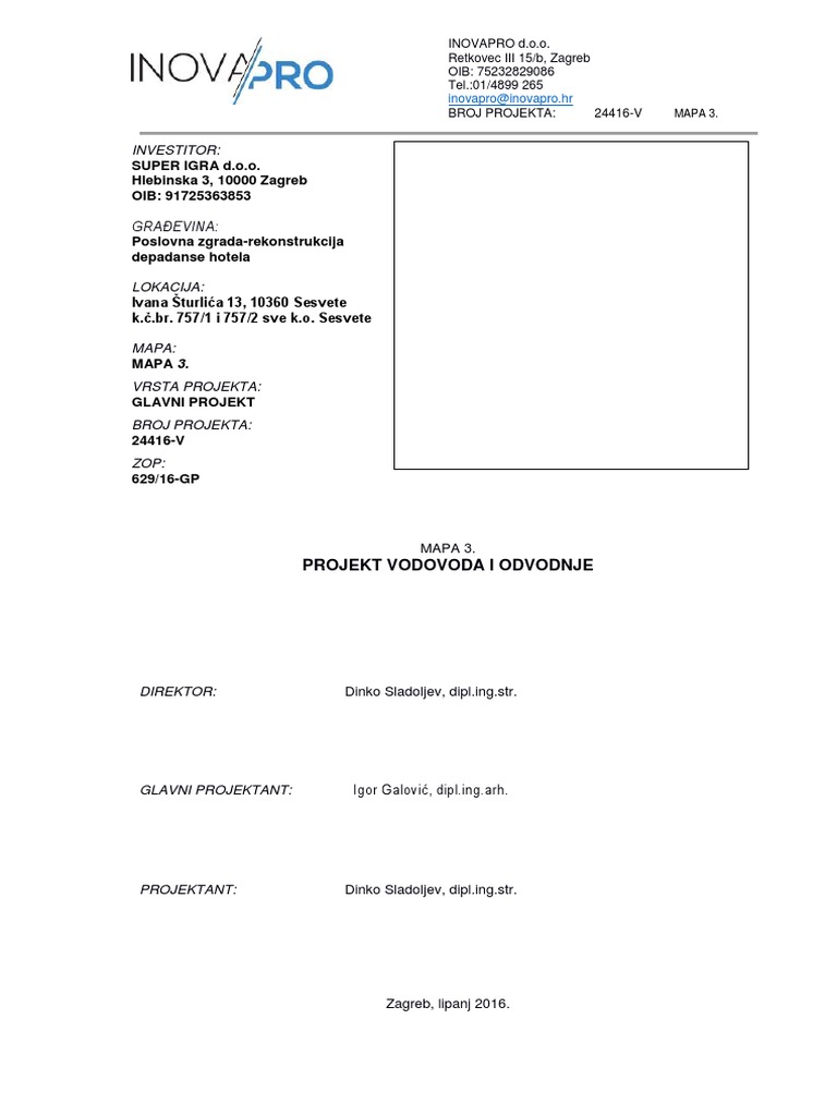 Projekt Vodovod I Odvodnja PDF | PDF