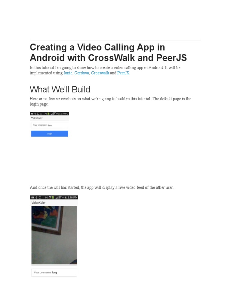 Android Video Calling With CrossWalk and PeerJS | PDF | Android (Operating System) | Scope ...