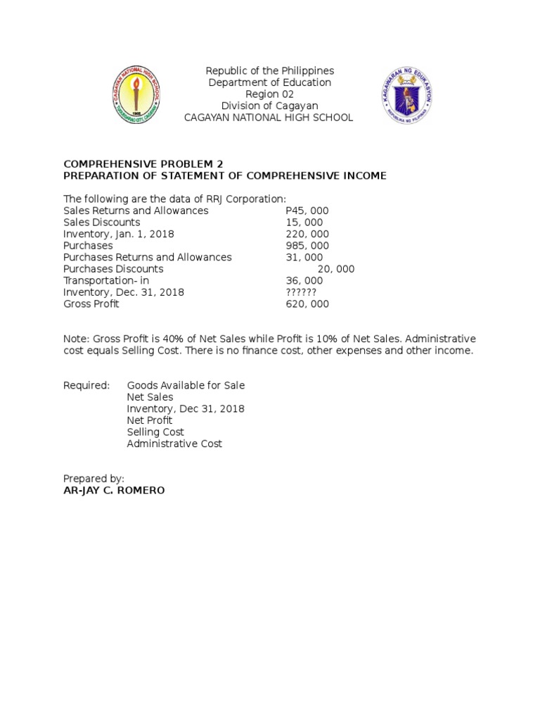 Comprehensive Problem 2 - Sci | PDF