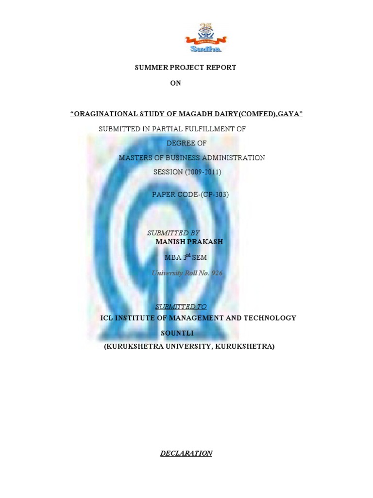 Organizational Study of Magadh Dairy | PDF | Dairy | Milk