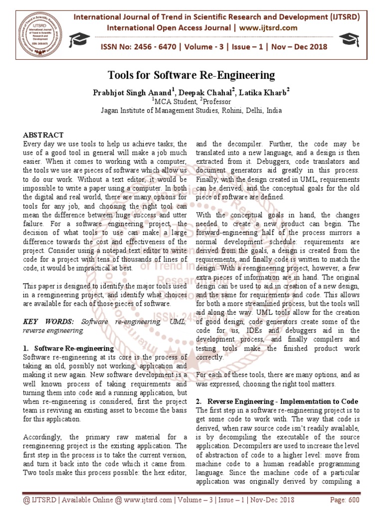 Software Re-Engineering Tools | PDF | Integrated Development ...
