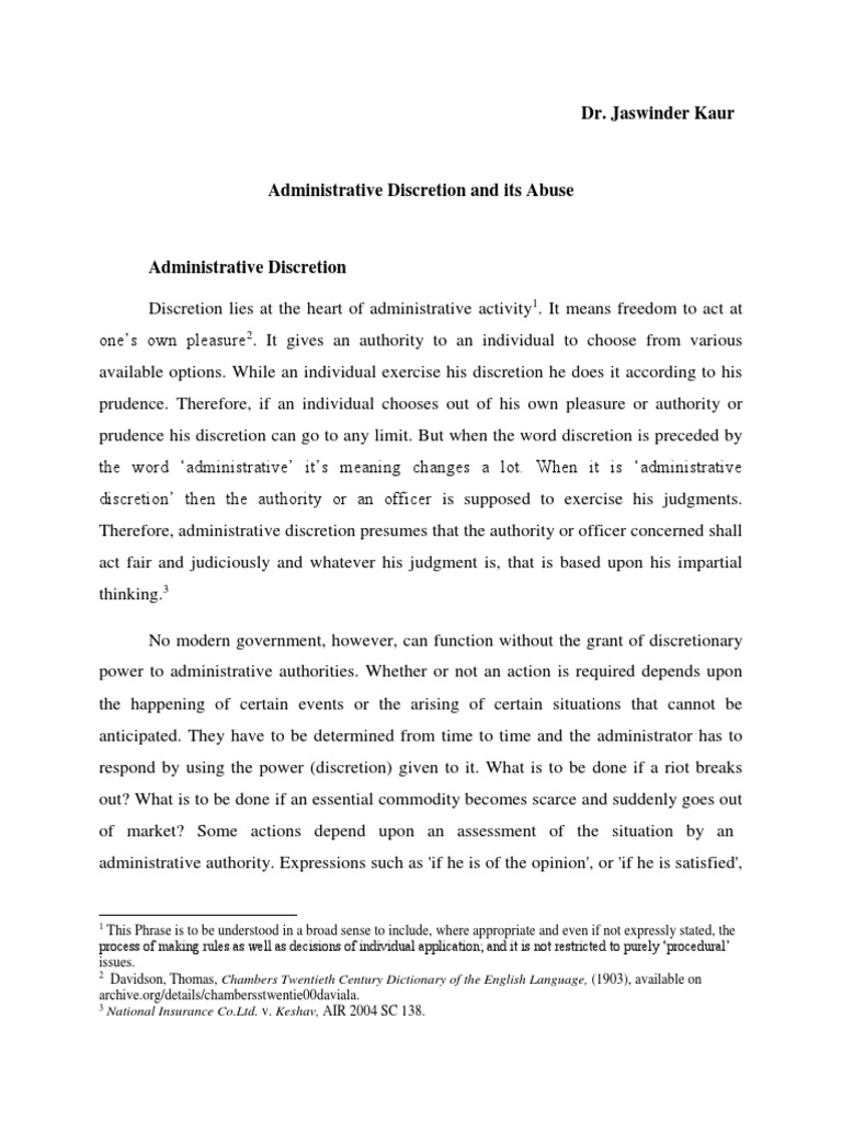 Administrative Discretion | PDF | Discretion | Supreme Court Of India