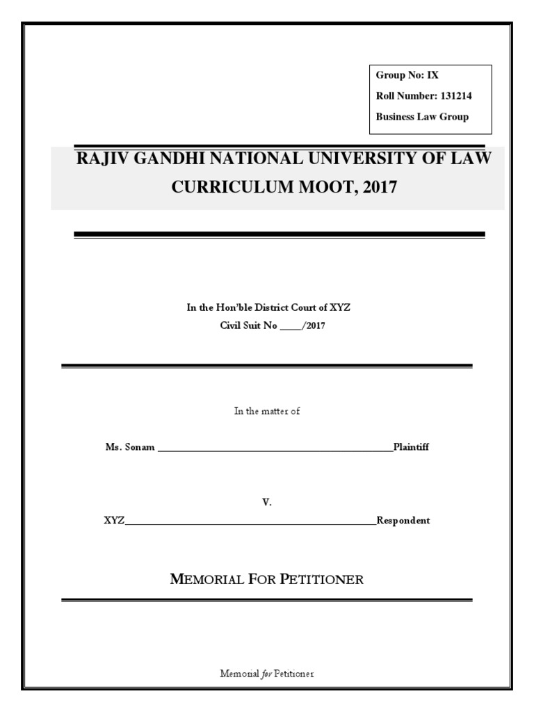 Moot Memorial | PDF | Partnership | Deception