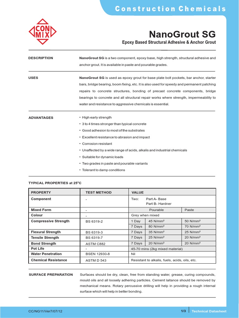 A Detailed Technical Guide to NanoGrout SG, a High-Strength Epoxy-Based ...
