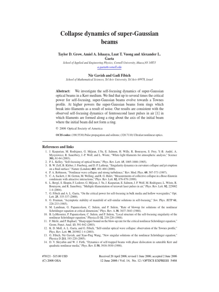 Super Gauss | PDF | Nonlinear Optics | Optics
