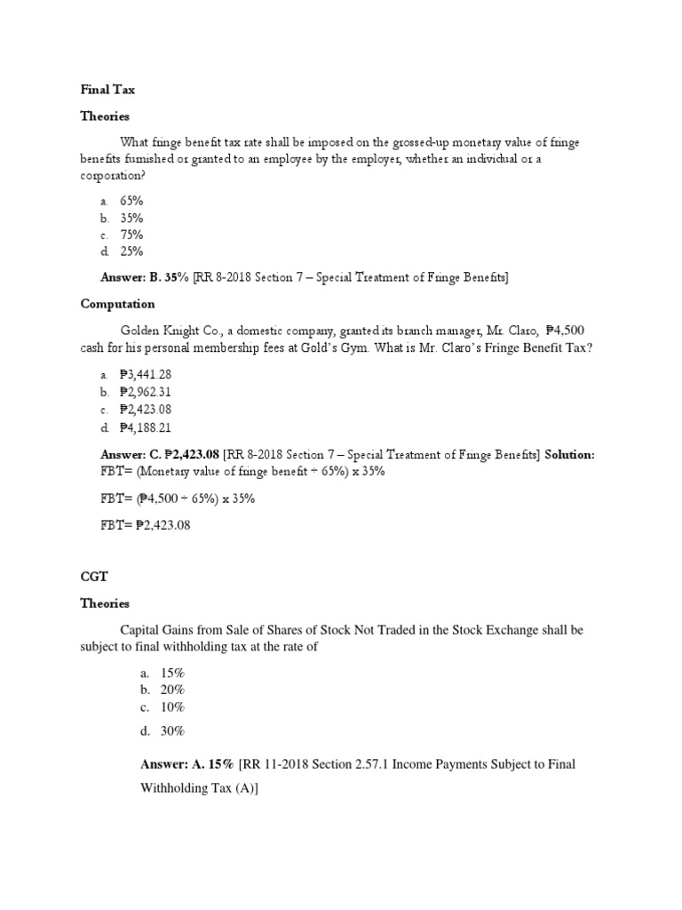 Income Tax Practice Questions 1 | PDF | Income Tax | Tax Deduction