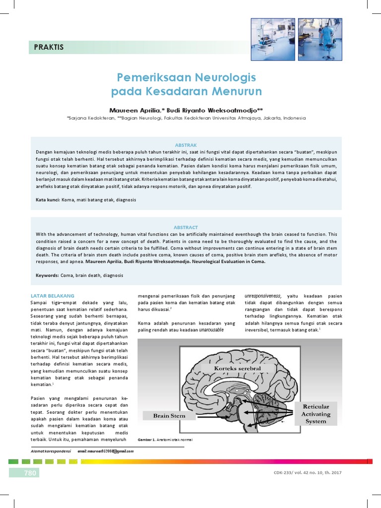 26 - 233Praktis-Pemeriksaan Neurologis Pada Kesadaran Menurun | PDF