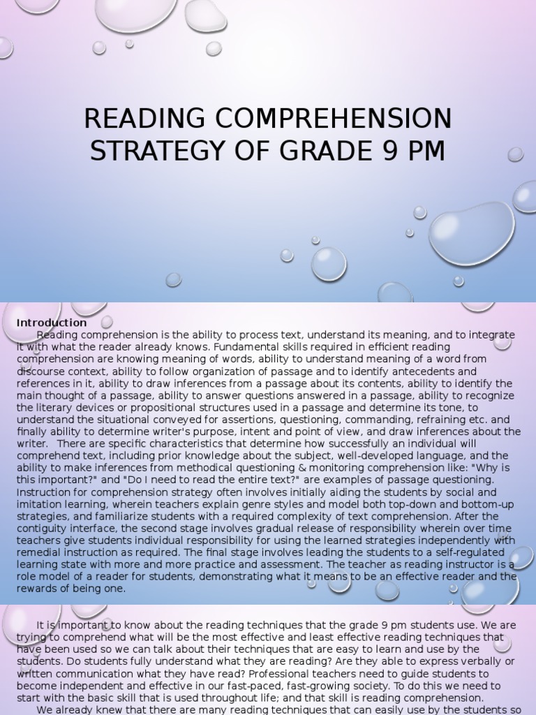 Reading Comprehension of Grade 9 PM | PDF | Reading Comprehension ...