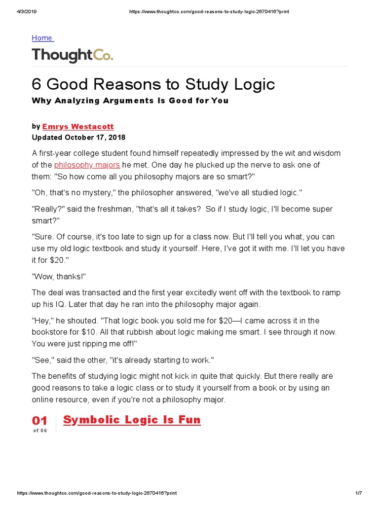Good Reason To Study Logic | PDF | Argument | Logic