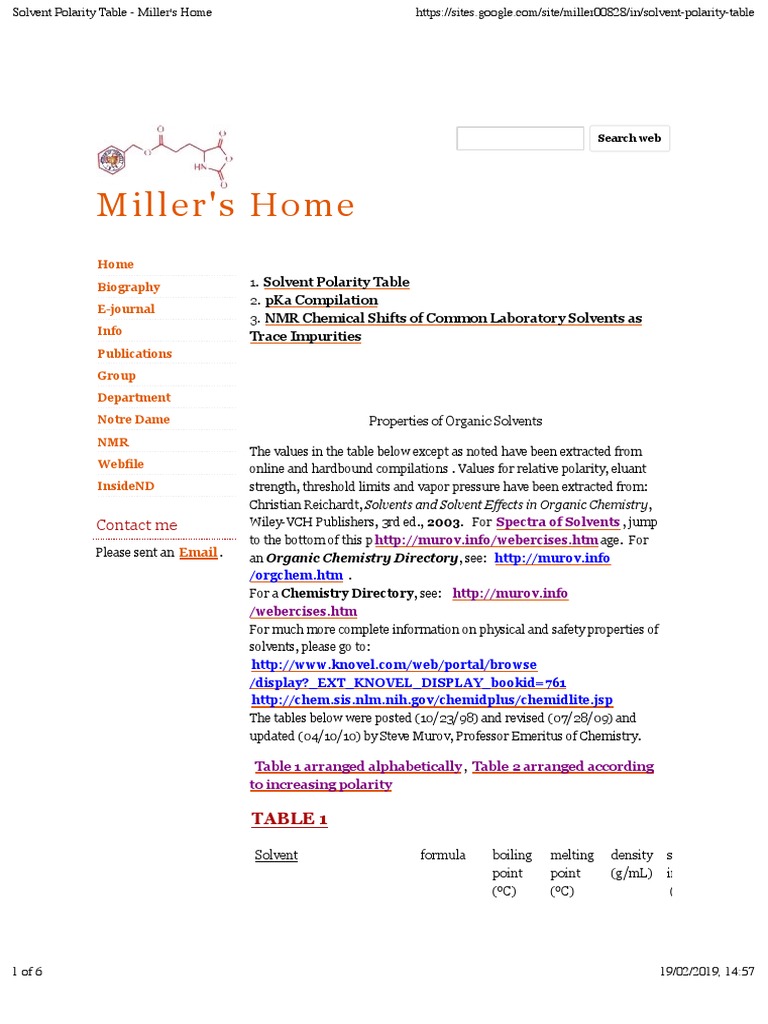Organic Solvent Polarity Table | PDF | Solvent | Tetrahydrofuran