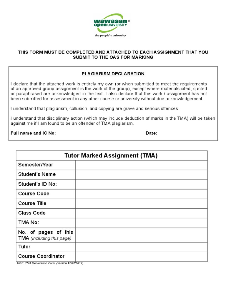 TMA Declaration Form (Version 002-2017) | PDF | Career & Growth