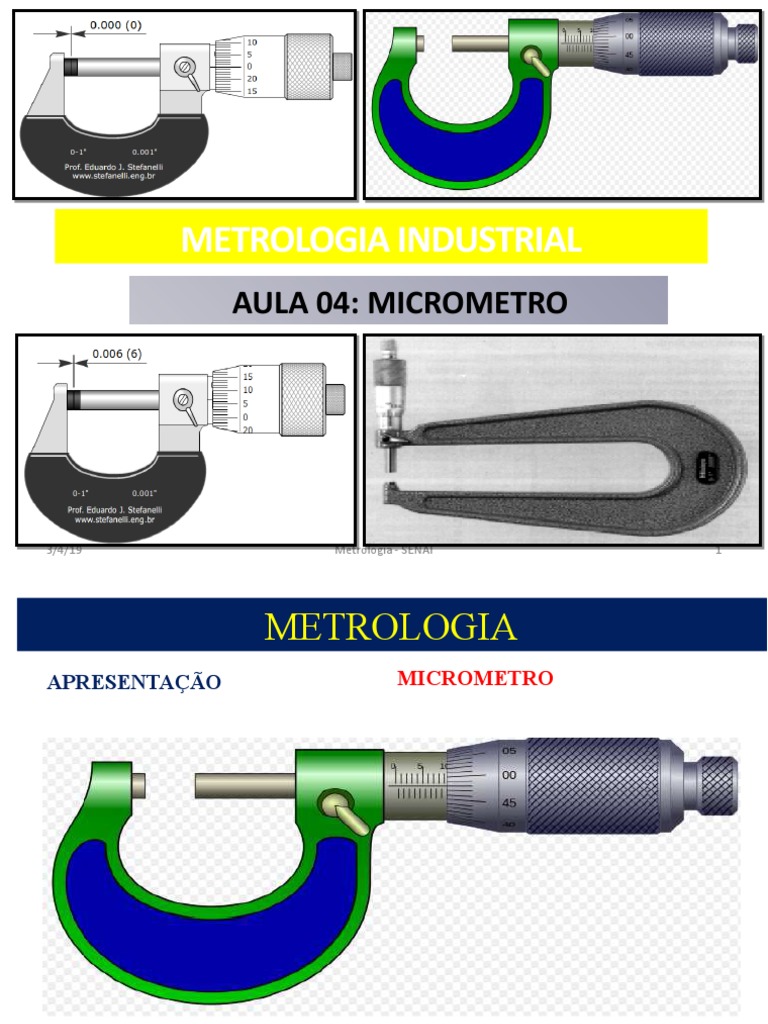 Tipos e Funcionamento de Micrômetros | PDF | Parafuso | Ferramentas