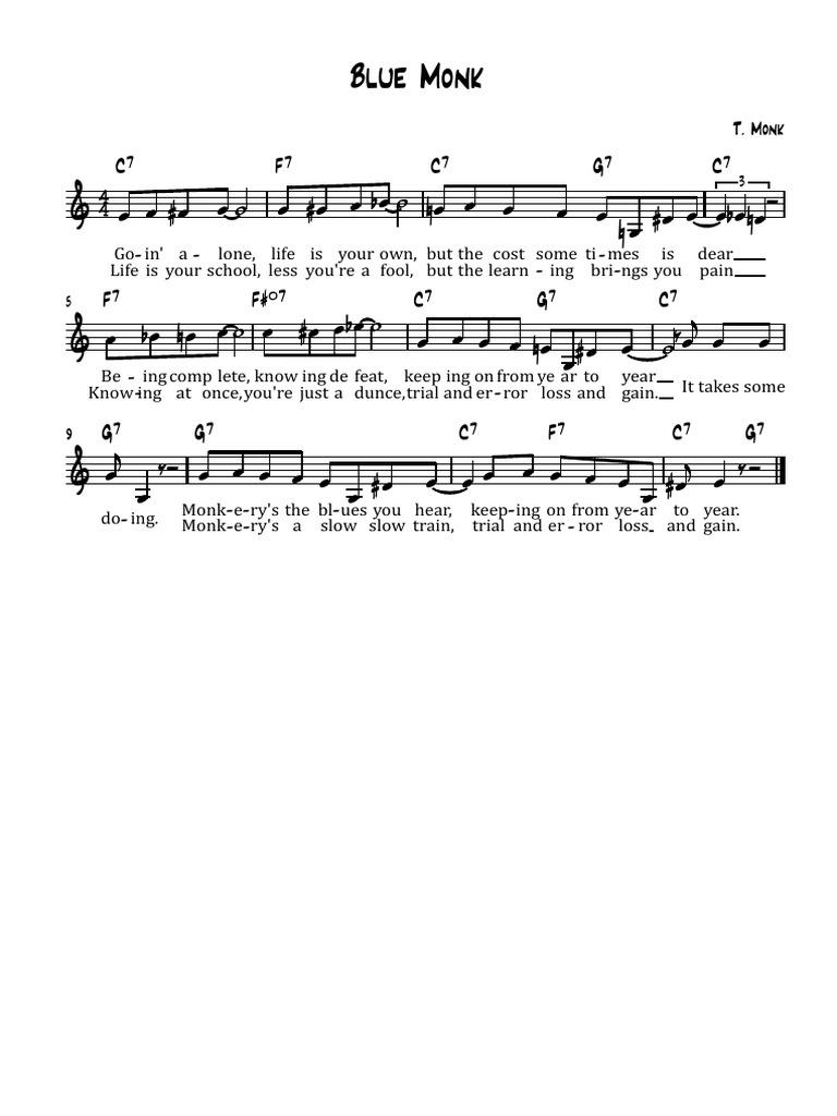Blue Monk (C+lyrics) | PDF